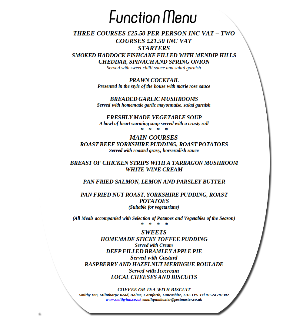 The Smithy Inn Pub| Holme | Food in North Lancashire