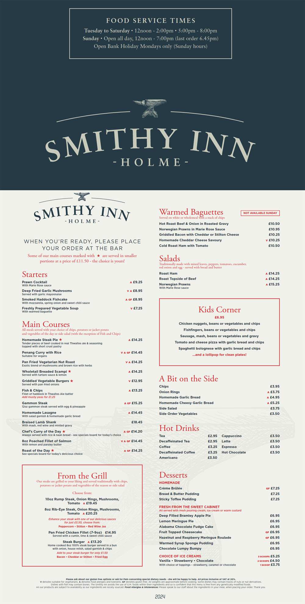 The Smithy Inn Pub| Holme | Food in North Lancashire